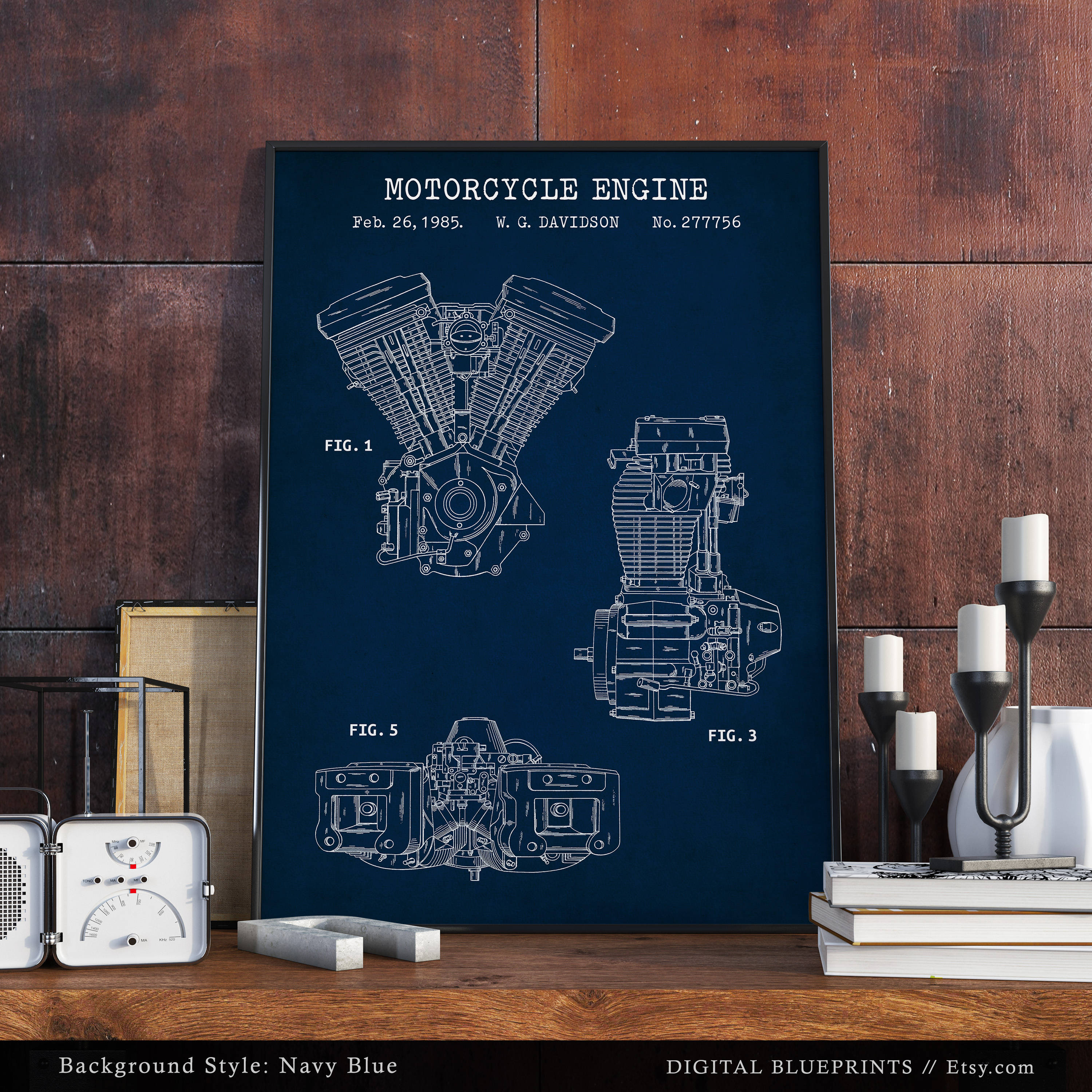 Harley Davidson Engine Patent Print, Vintage Engine Poster Print, Gift ...