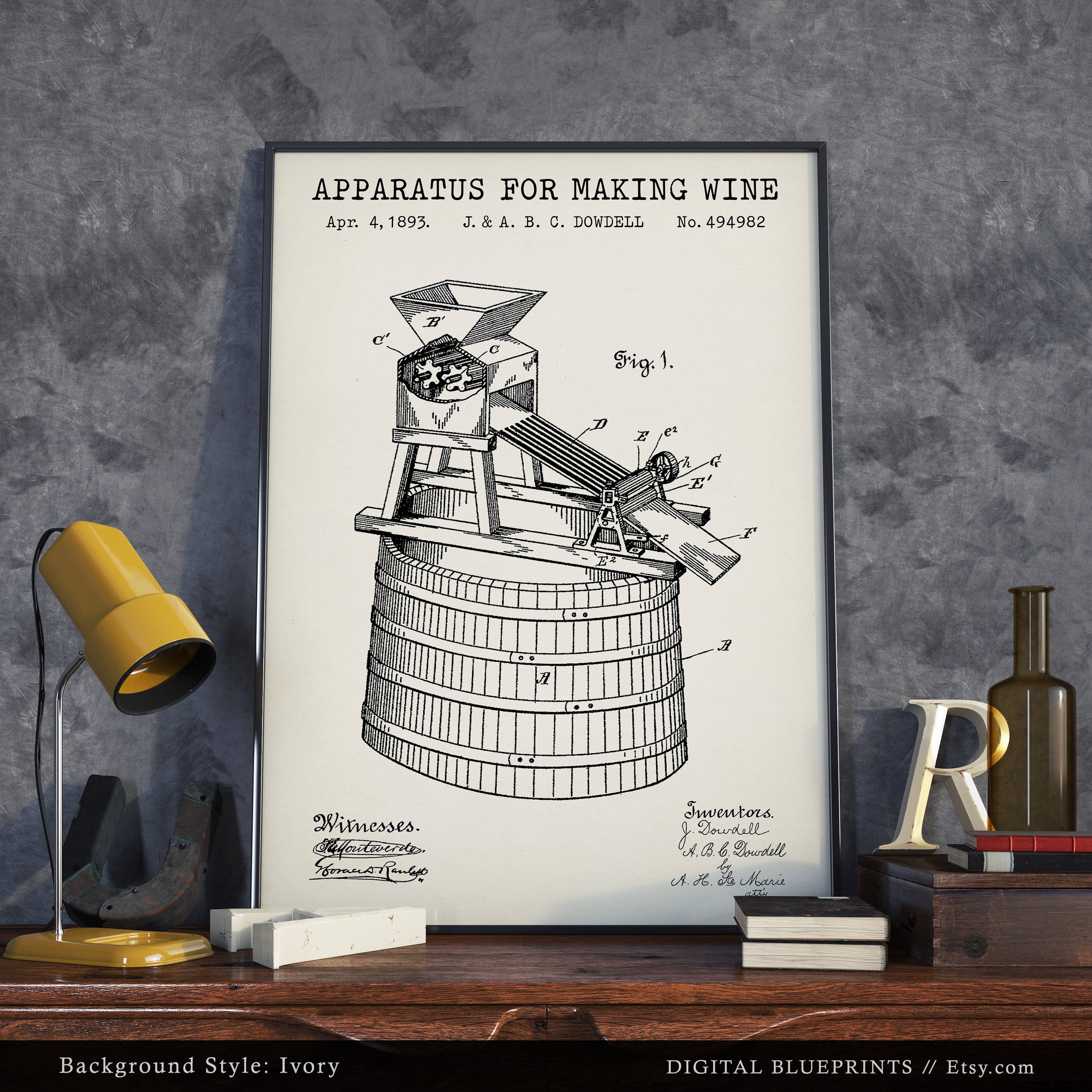 Wine Making Blueprint Patent Print, Bar Decor, Vintage Wine Poster ...