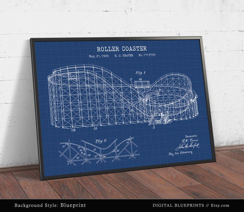 Roller Coaster 1929 Patent Print Amusement Ride Blueprint - Etsy