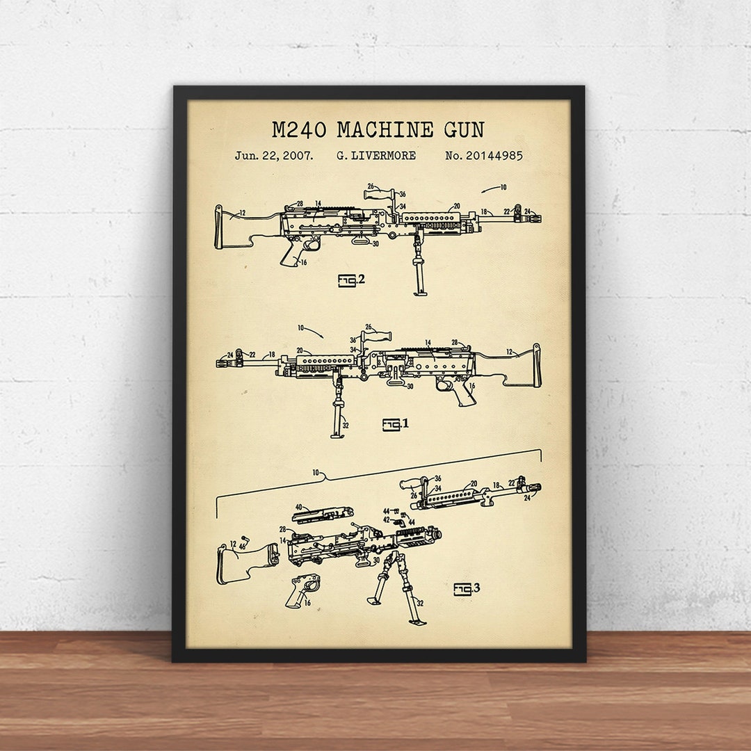 M240 Machine Gun Patent Print, Machine Gun Blueprint, Gift for Gun ...