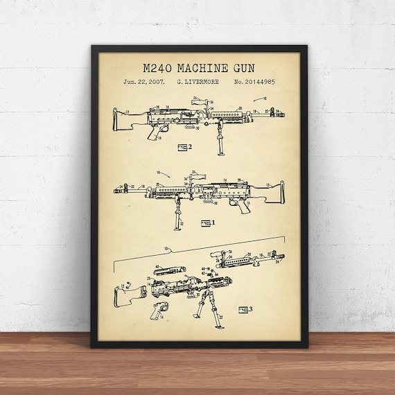 M240 Machine Gun Patent Print Machine Gun Blueprint Gift for - Etsy India