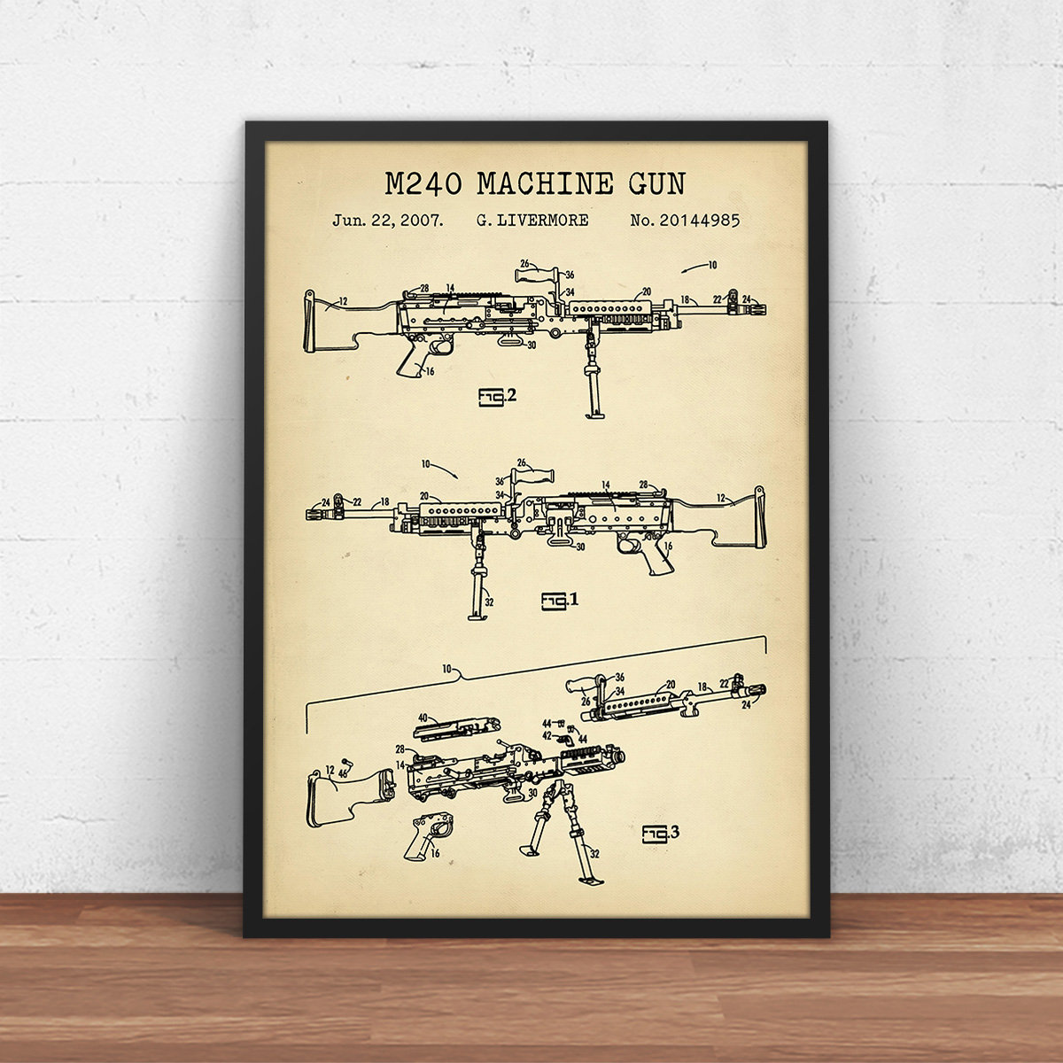 M240 Machine Gun Patent Print Machine Gun Blueprint Gift for - Etsy