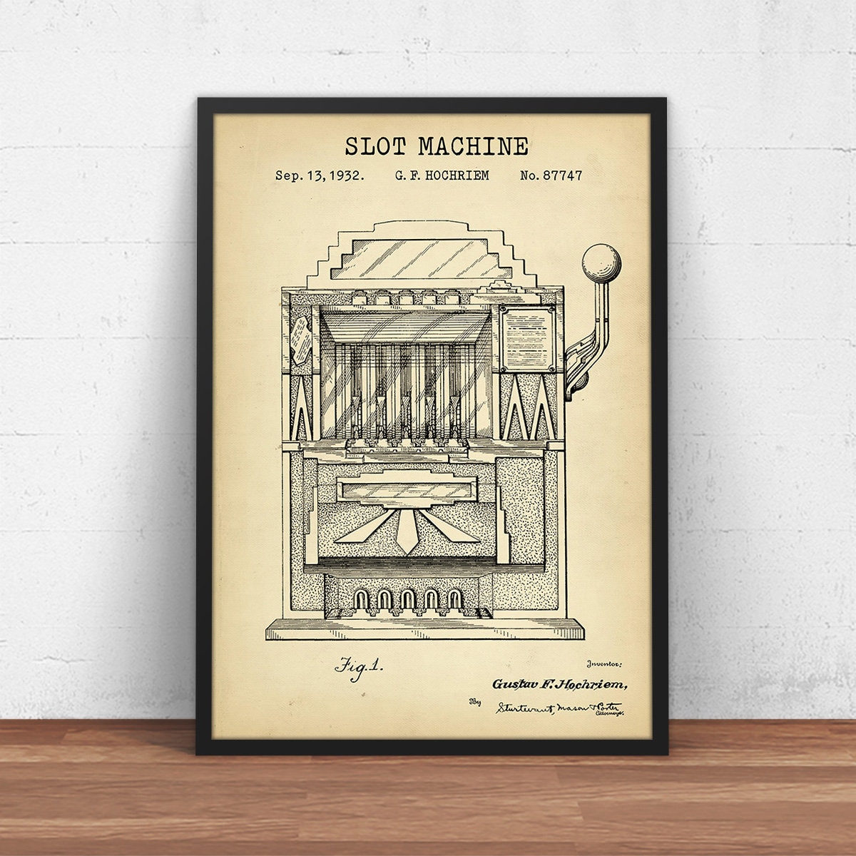 Slot Machine Patent Print Gambling Poster Printable Man Cave | Etsy