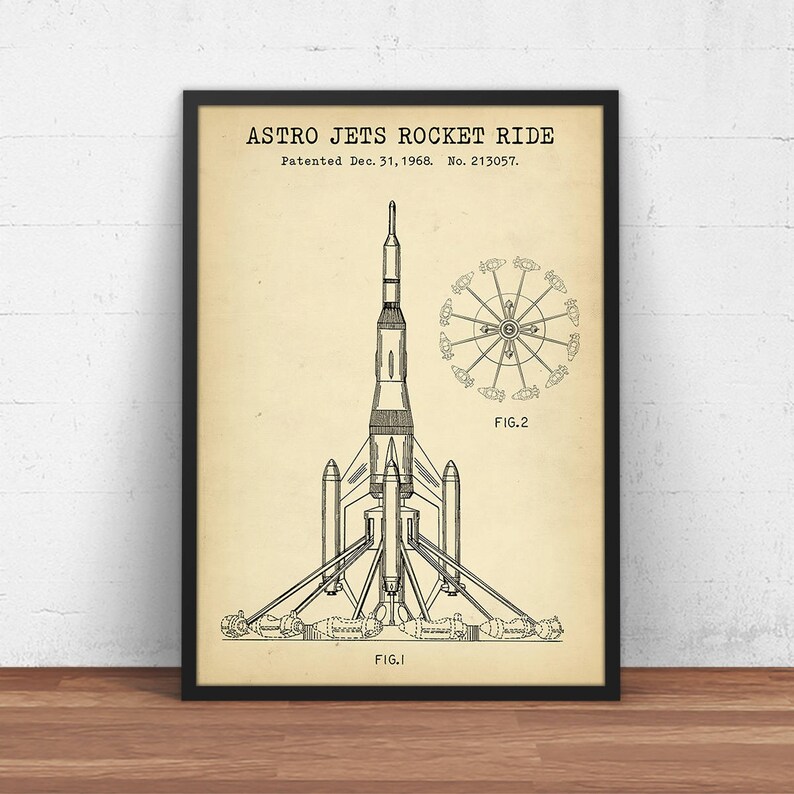 Astro Jets Rocket Ride Patent Print, Disneyland Amusement Ride ...
