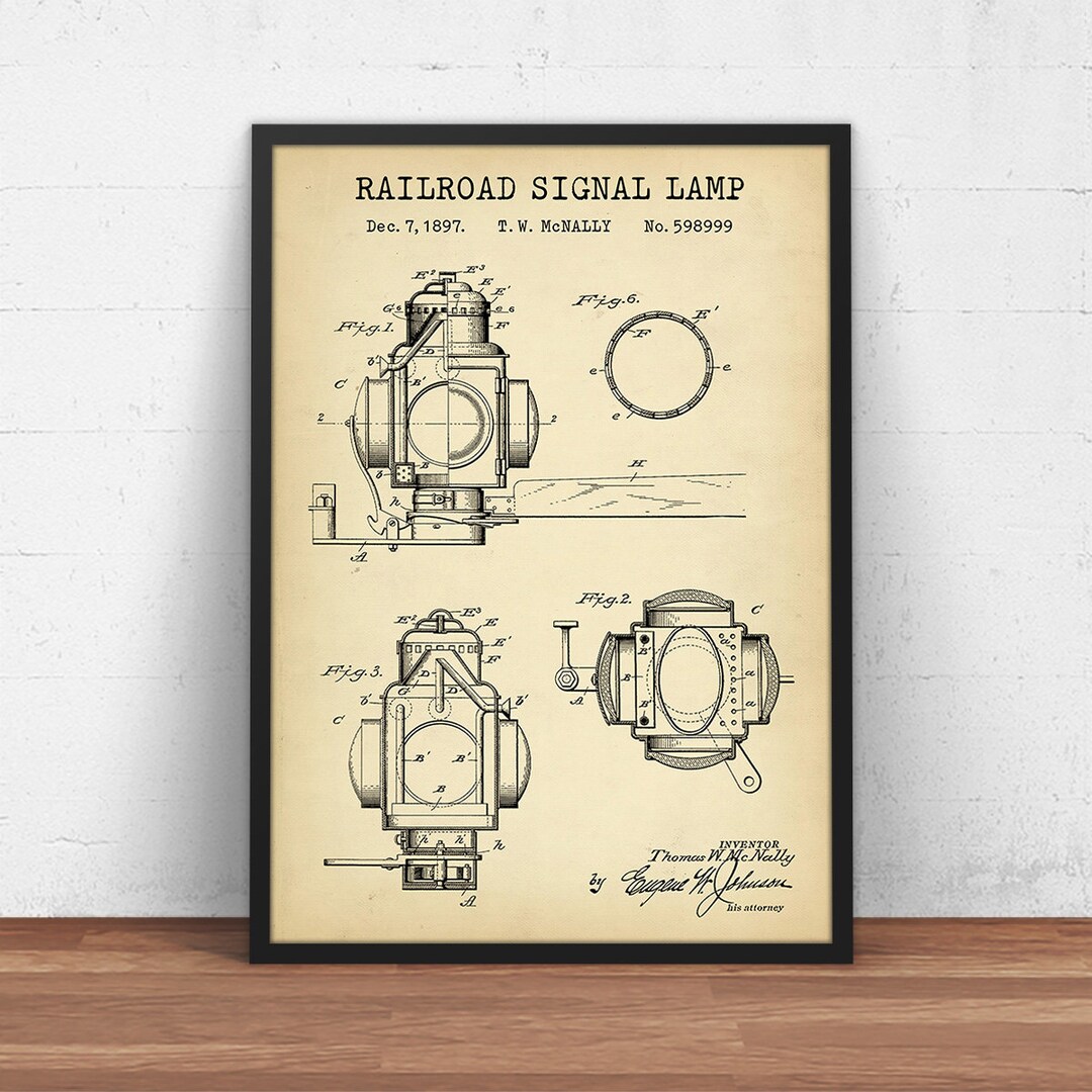 Railroad Signal Lamp Patent Print, Railway Signal, Train Decor ...