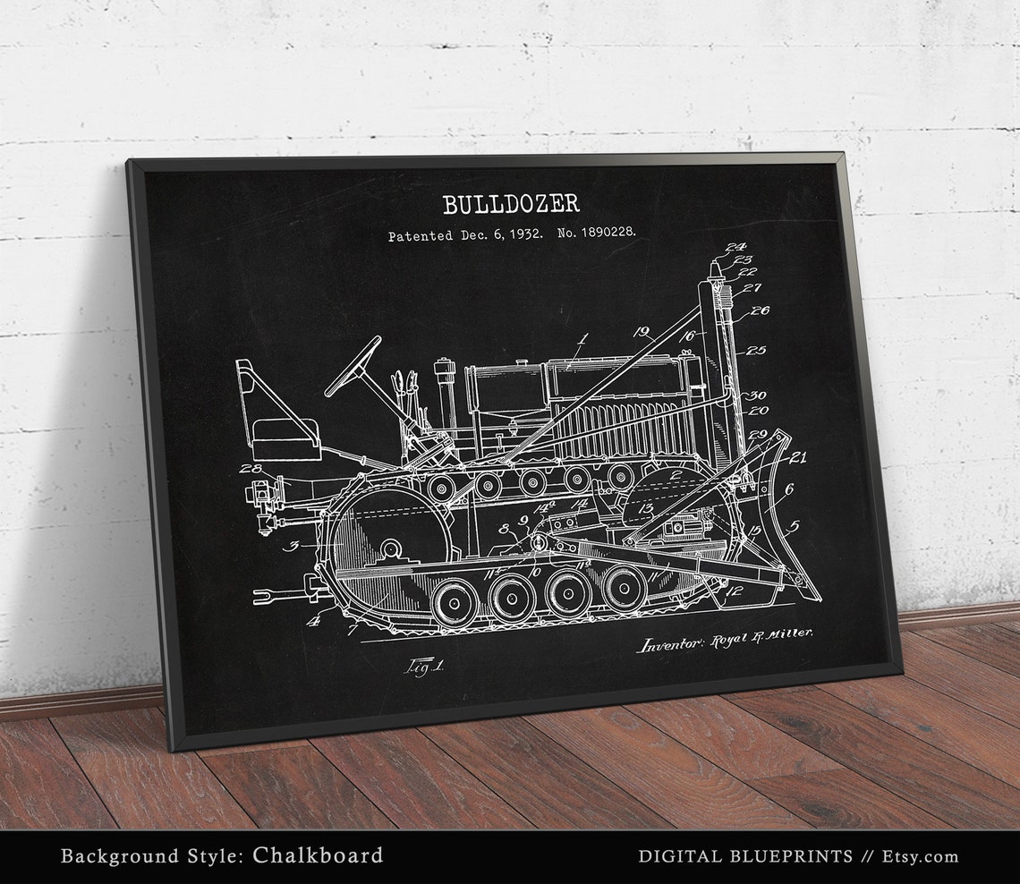 Bulldozer Patent Print, Construction Vehicle Blueprint, Poster Print ...