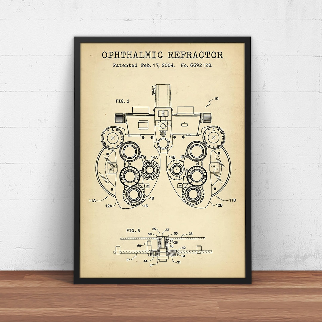 Ophthalmic Refractor Patent Print, Optometry Poster Print, Phoropter ...