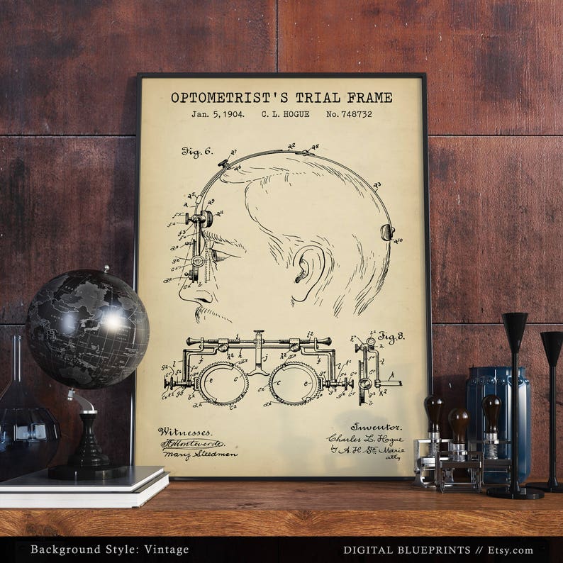 Optometrist Trial Frame Patent Print Optical Shop Poster - Etsy