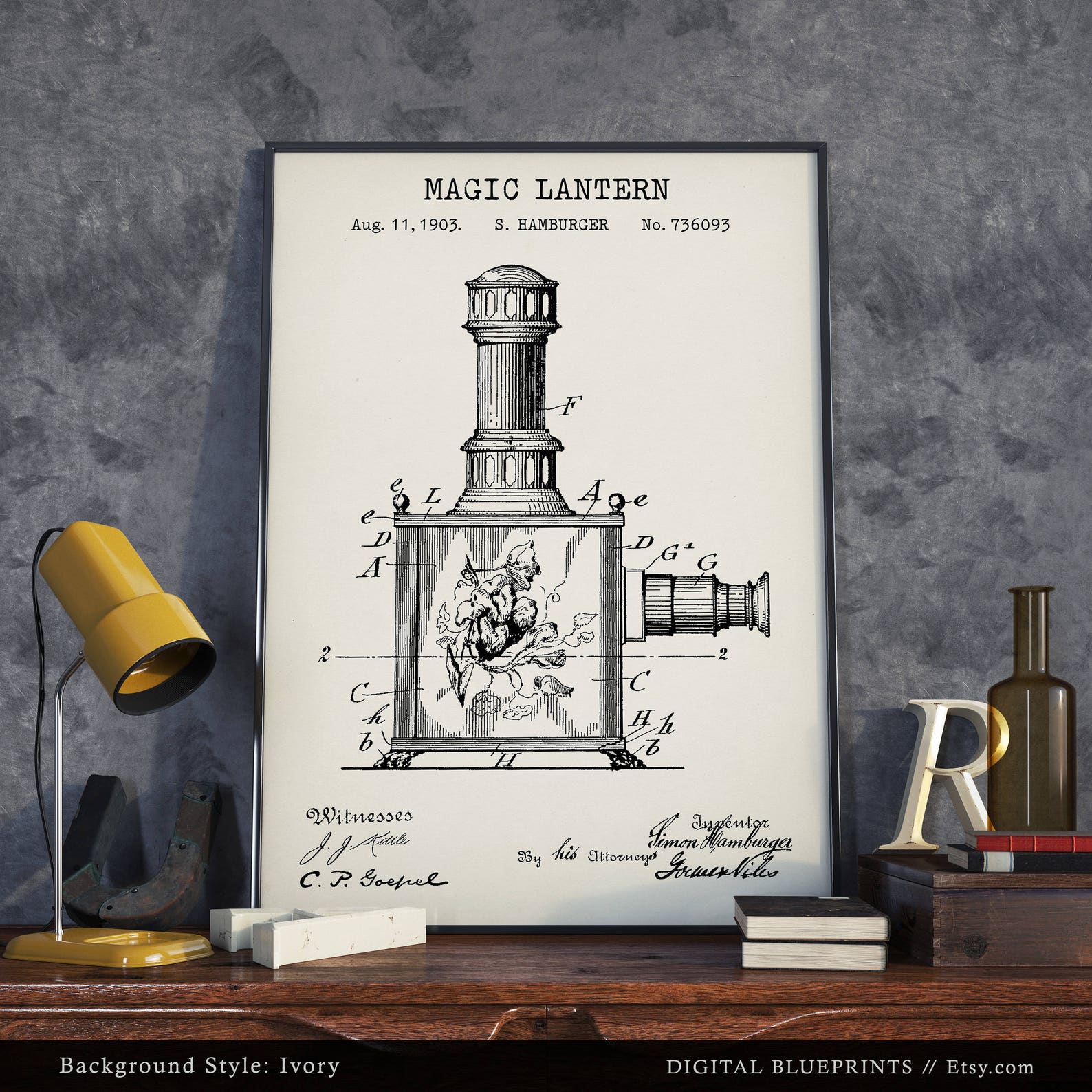 Magic Lantern Patent Artwork Blueprint Art Vintage Optical - Etsy