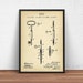 Key Patent Print, Vintage Skeleton Key Blueprint Art, Master Lock ...