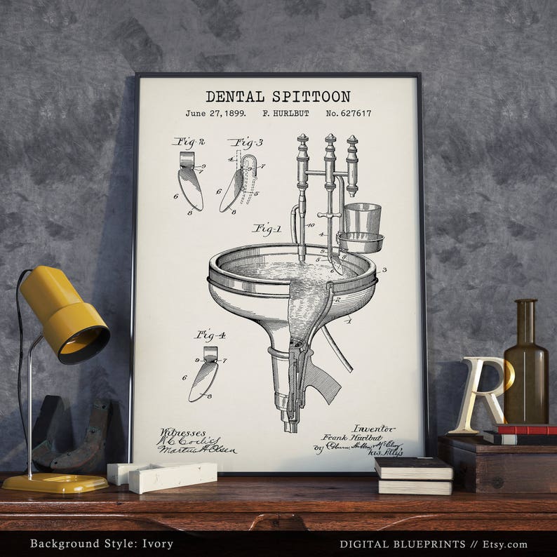 Dental Office Decor, Spittoon Patent Print, Dentist Fountain Poster Art ...