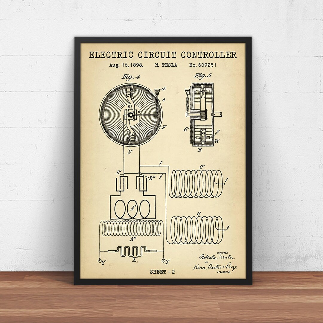 Physics Patent Prints, Electric Circuit Controller - Sheet 2/2, Circuit ...