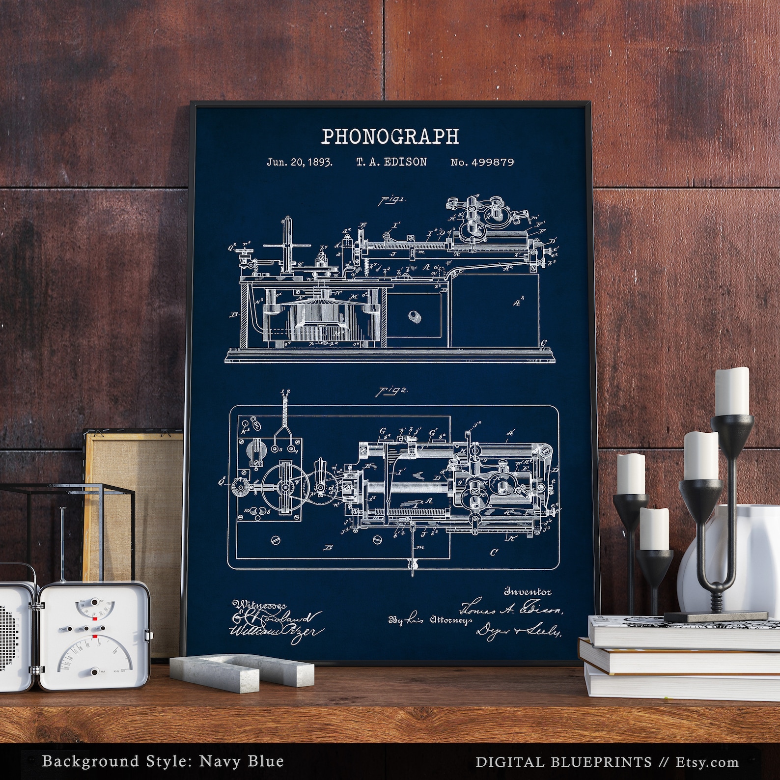 Edison Phonograph Patent Print, Edison Invention Poster, Engineer Gifts ...