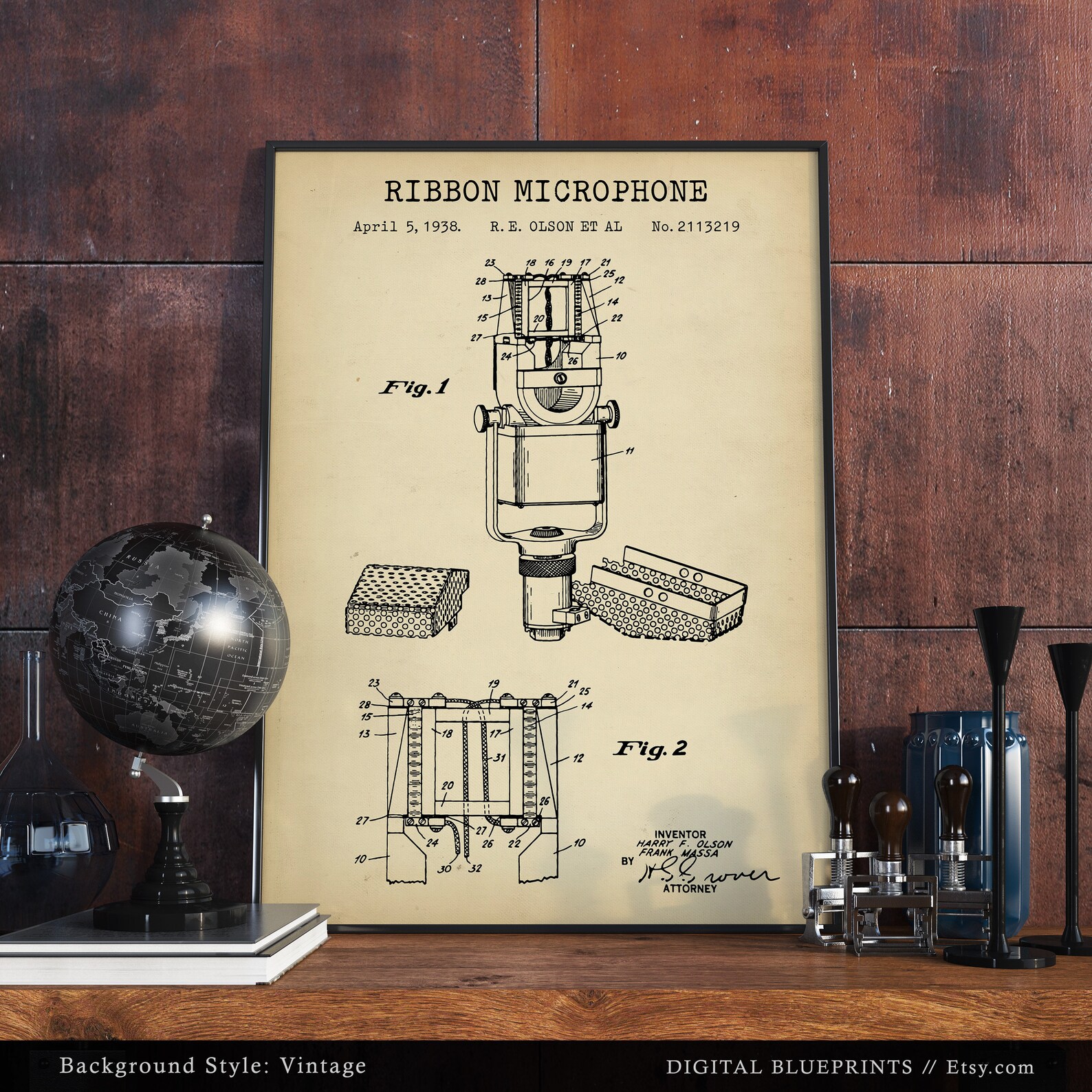 Microphone Patent Print Ribbon Microphone Blueprint Art - Etsy