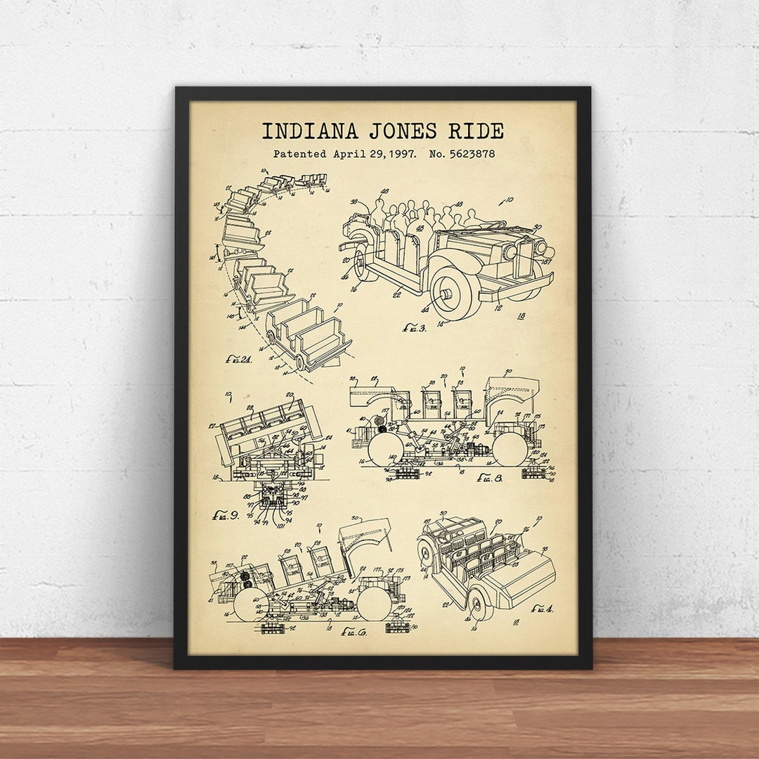 Indiana Jones Amusement Ride Patent Print, Disneyland Wall Art, Disney ...