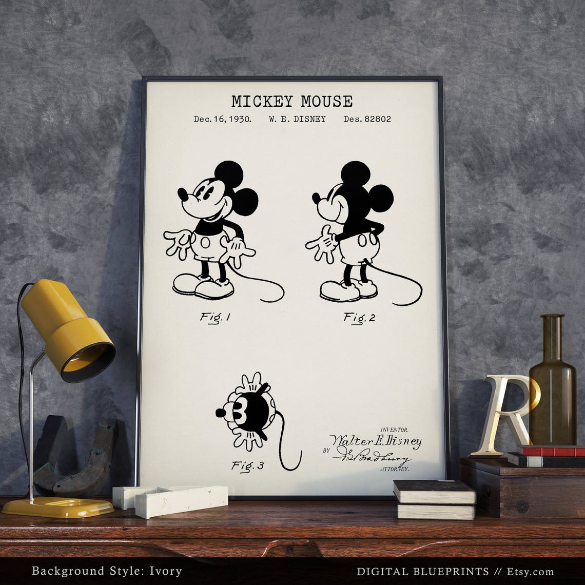 Mickey Mouse Poster Mickey Patent Print Digital Download | Etsy