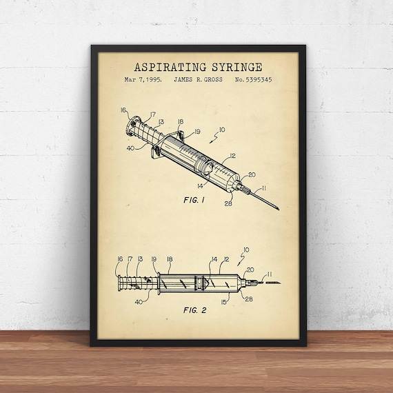 Syringe Patent Poster Medical Art Print Medical Student | Etsy