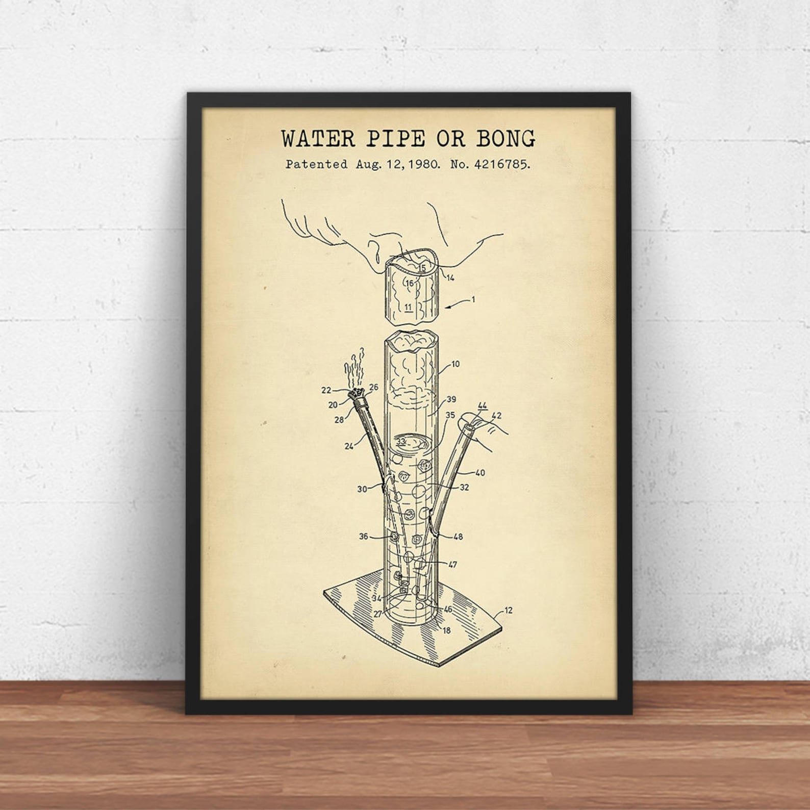 Bong Art Weed Art Bong Patent Prints Weed Pipe Bong - Etsy