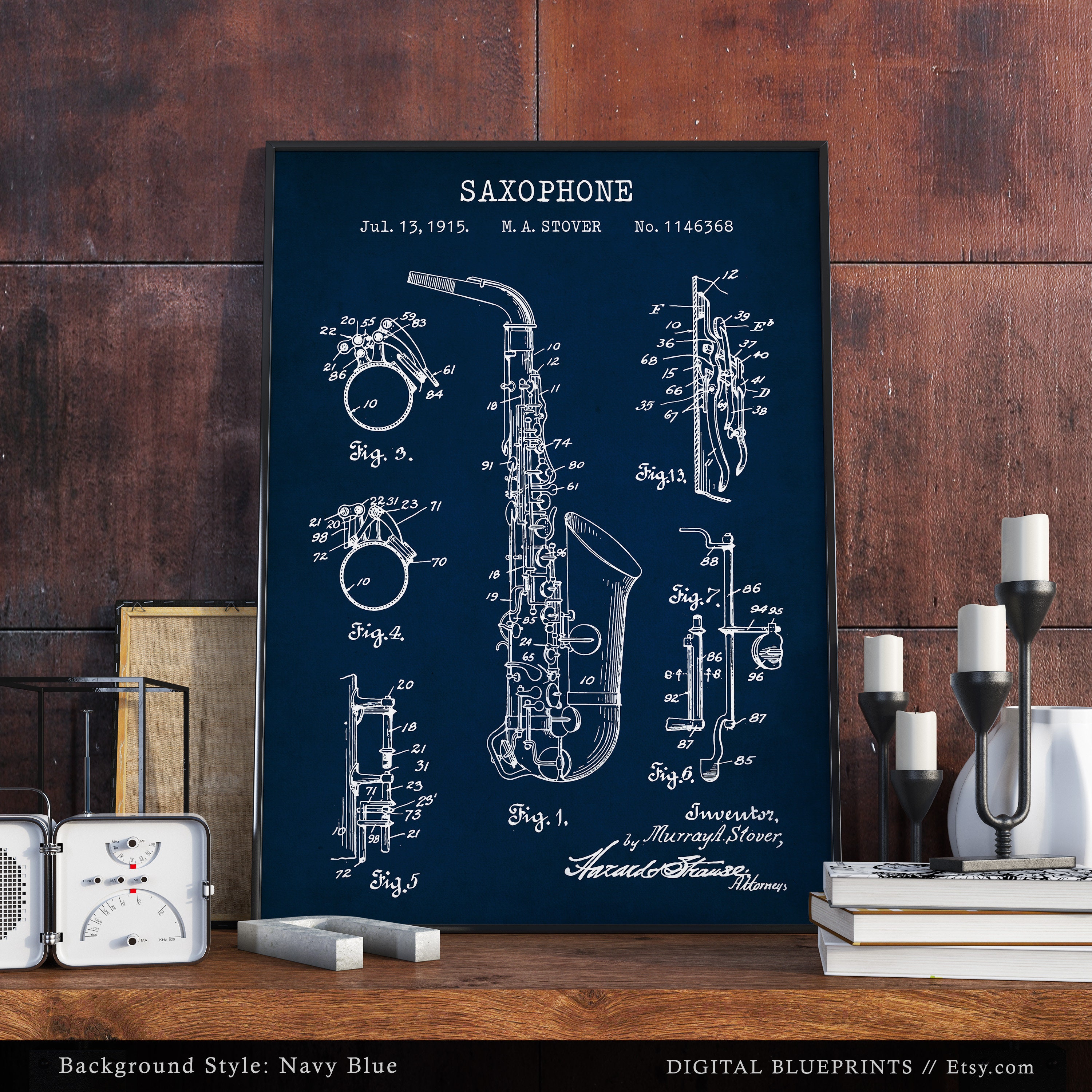 Saxophone Patent Print, Musician Gifts, Saxophone Blueprint, Music Wall ...