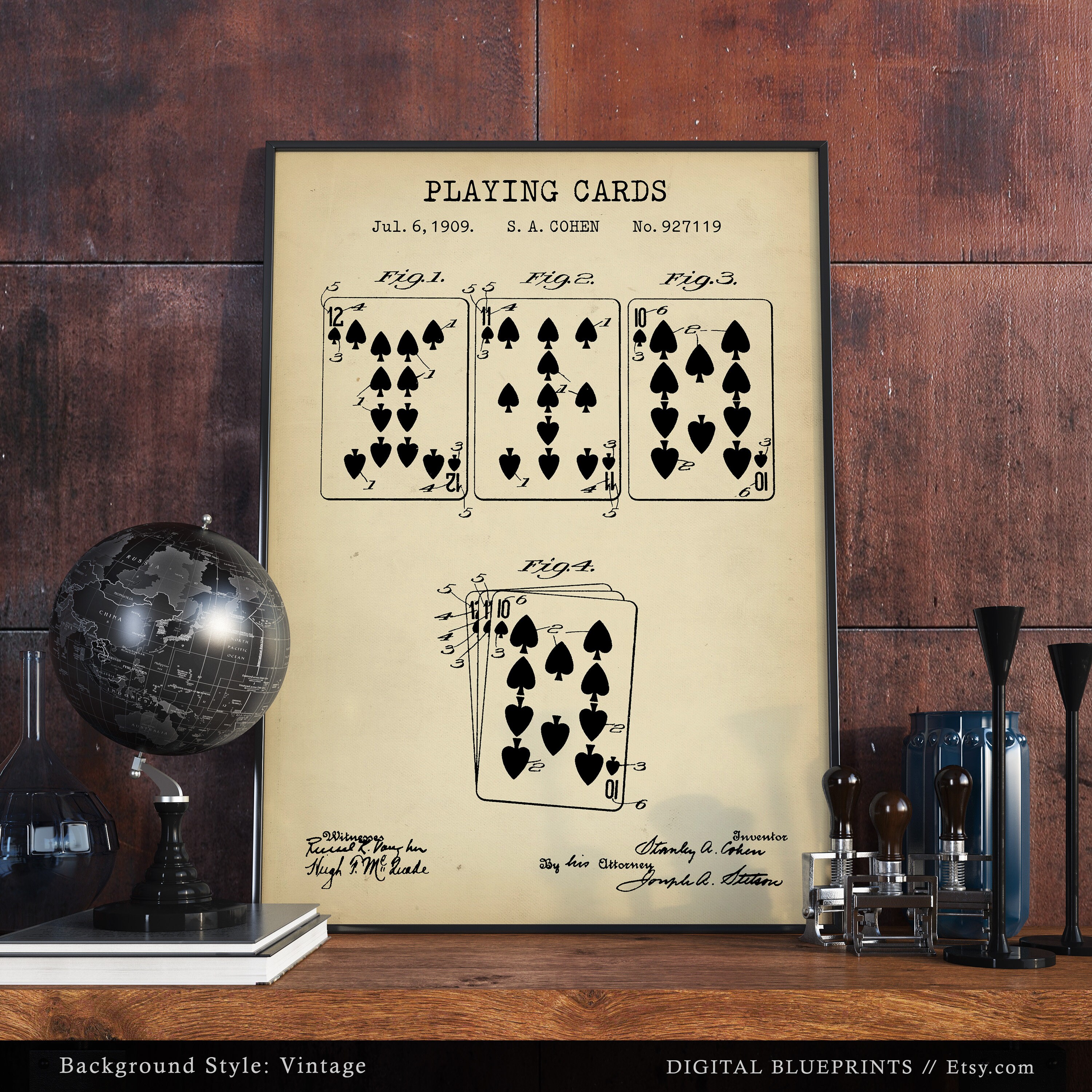 Playing Cards Patent Print Poker Gifts Game Art Poker - Etsy