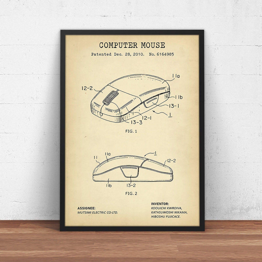 Mouse Patent Print Computer Mouse Blueprint Art Tech Poster - Etsy