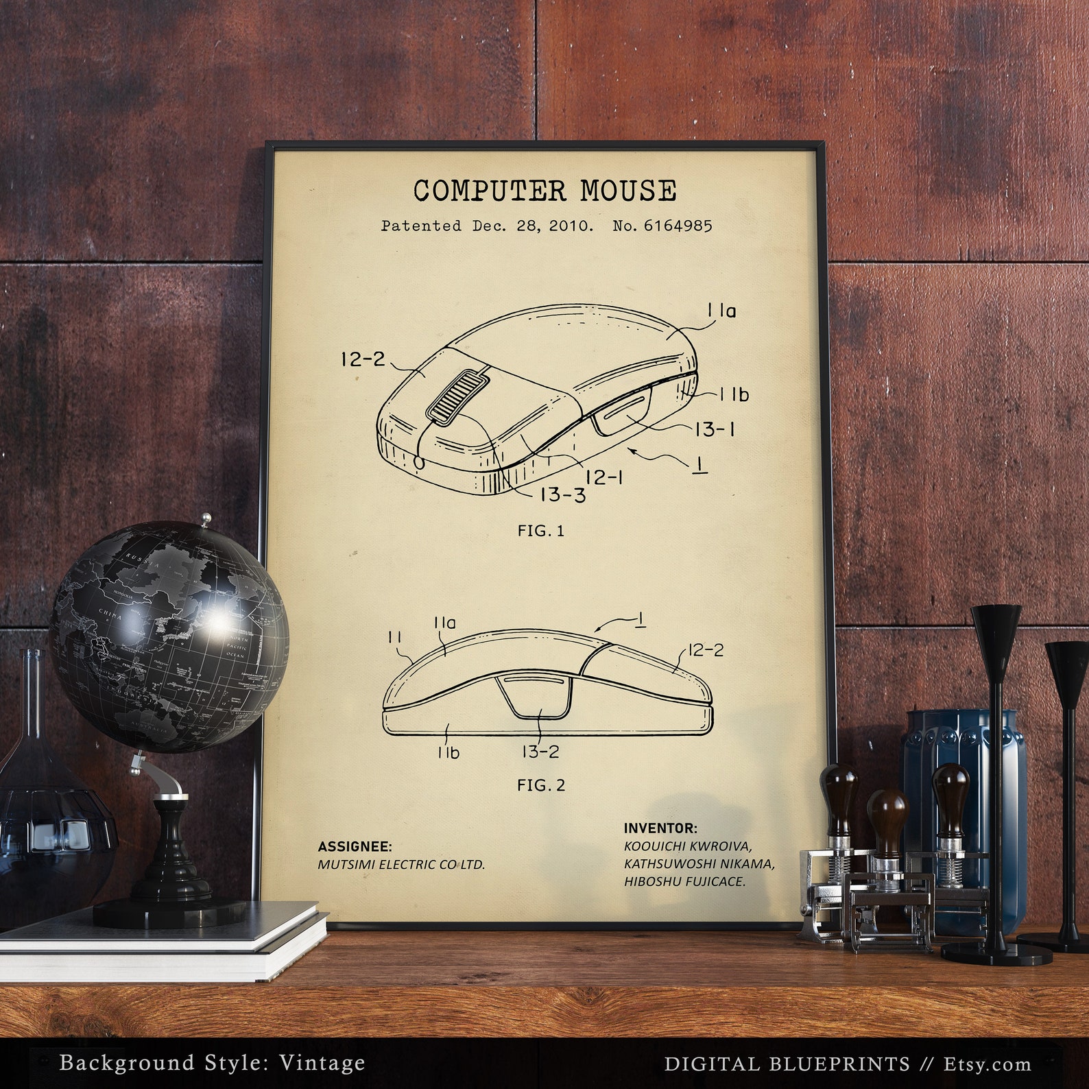 Mouse Patent Print Computer Mouse Blueprint Art Tech Poster - Etsy