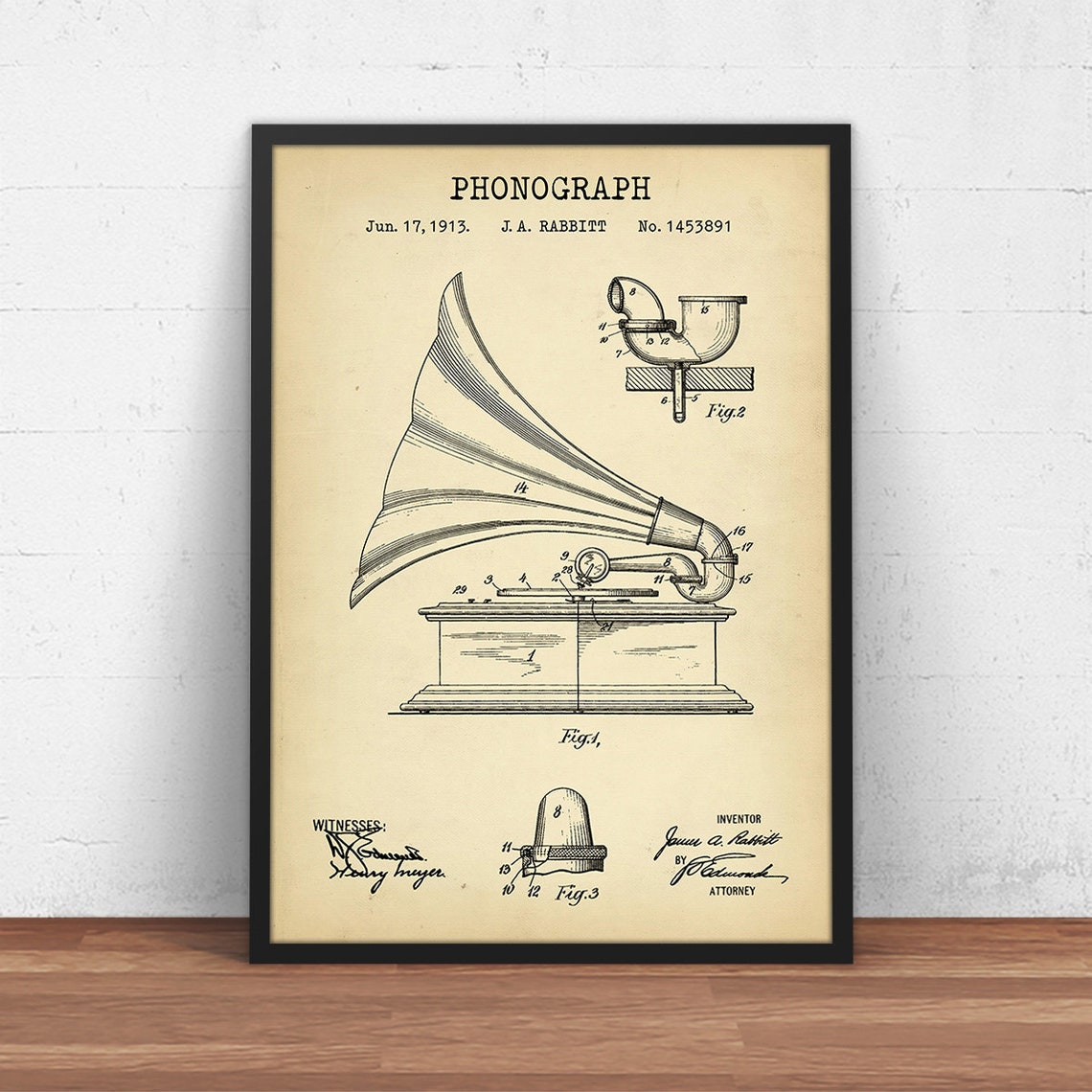 Phonograph Patent Print Record Player Blueprint Poster - Etsy