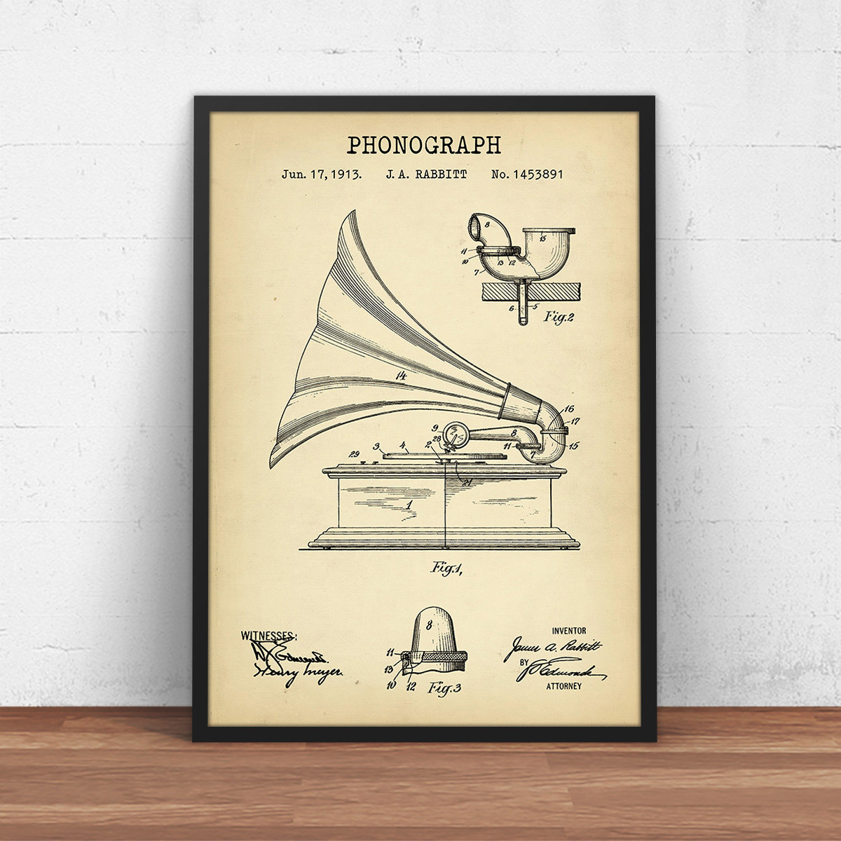 Phonograph Patent Print Record Player Blueprint Poster - Etsy
