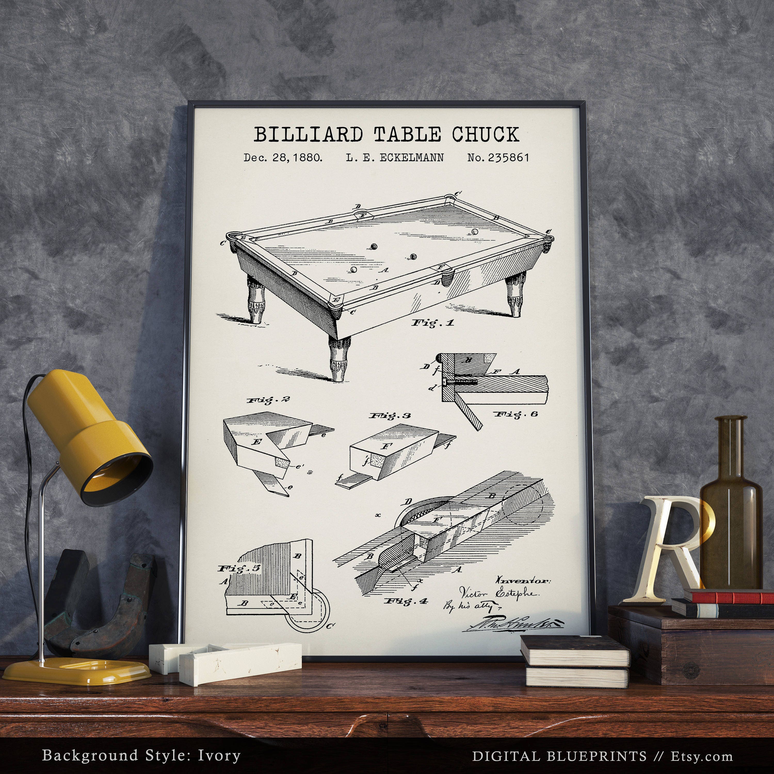Billiard Table Chuck Blueprint Art Patent Prints Pool Table - Etsy Ireland