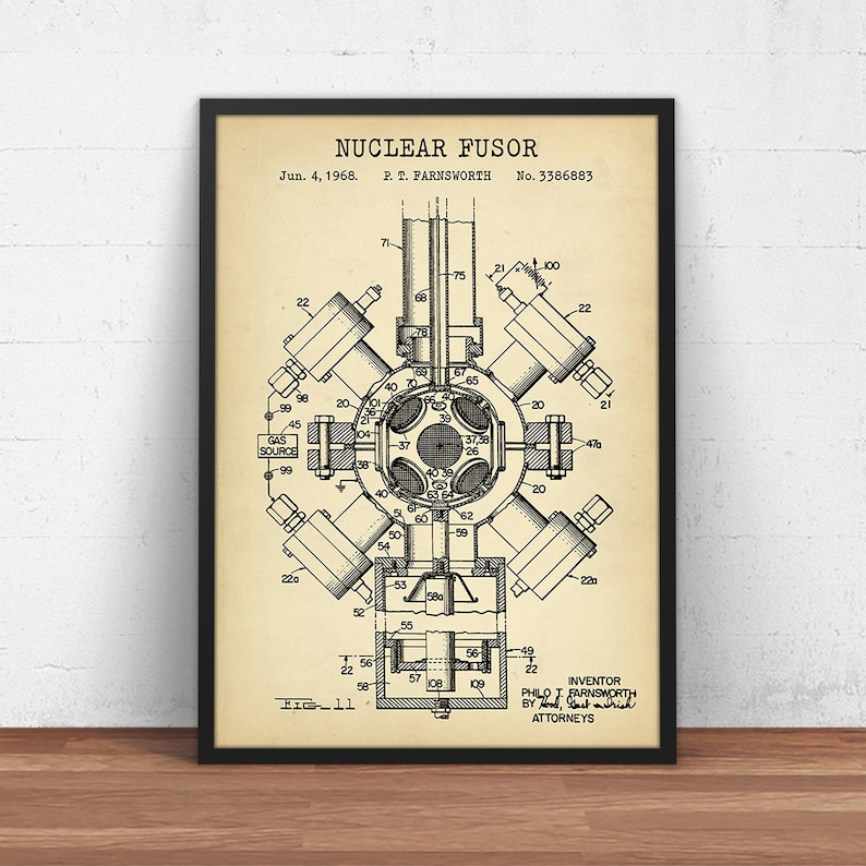 Nuclear Fusor 1968 Patent Print Nuclear Reactor Diagram - Etsy