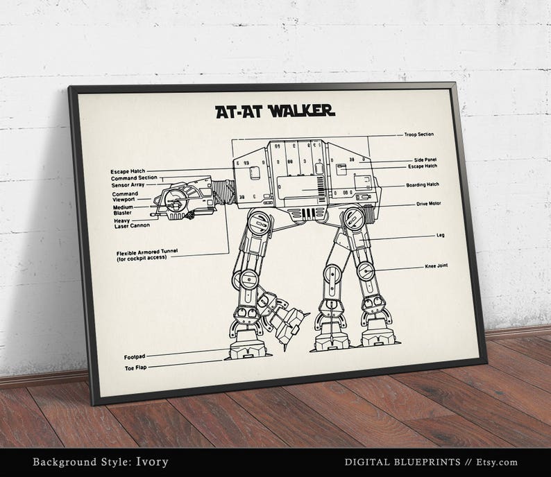 AT AT Walker Blueprint Art, Star Wars Poster Print, Wall Art, Gifts ...