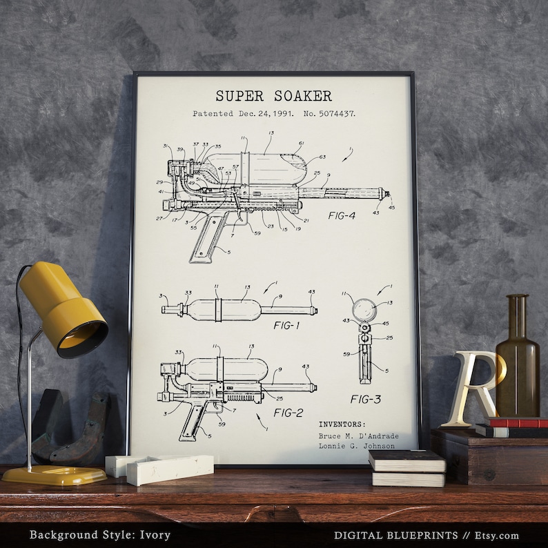Super Soaker Patent Print, Squirt Gun Poster Print, Water Gun Blueprint ...