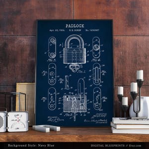 Padlock 1924 Patent Print, Master Lock, Padlock Blueprint, Locksmith ...