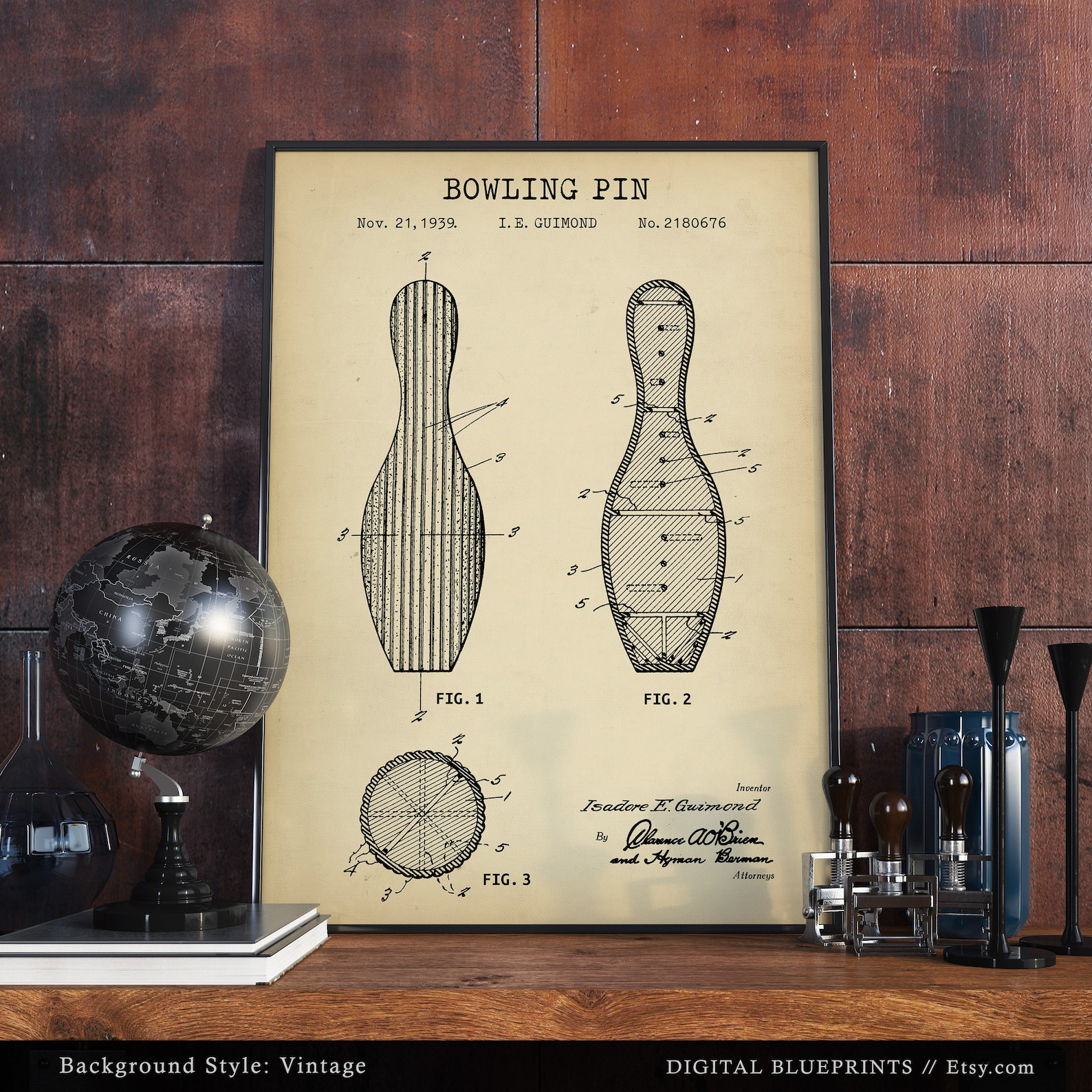 Bowling Pin Blueprint Bowling Patent Prints Bowling Player - Etsy