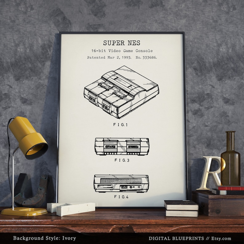 Super Nintendo Game Console Patent Print SNES Blueprint Art | Etsy