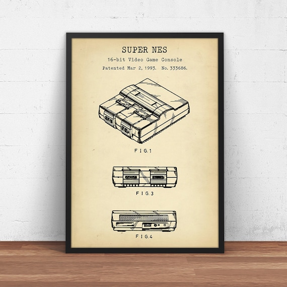 Super Nintendo Game Console Patent Print SNES Blueprint Art | Etsy