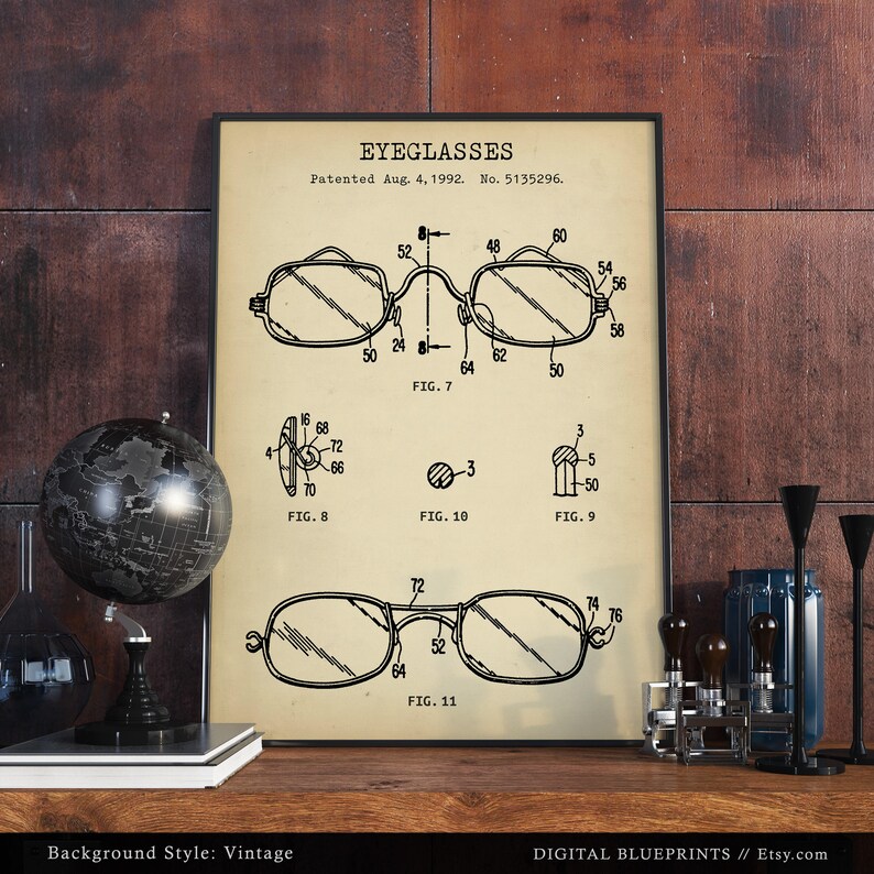 Eyeglasses Patent Print Optometry Art Eye Glasses Prints | Etsy