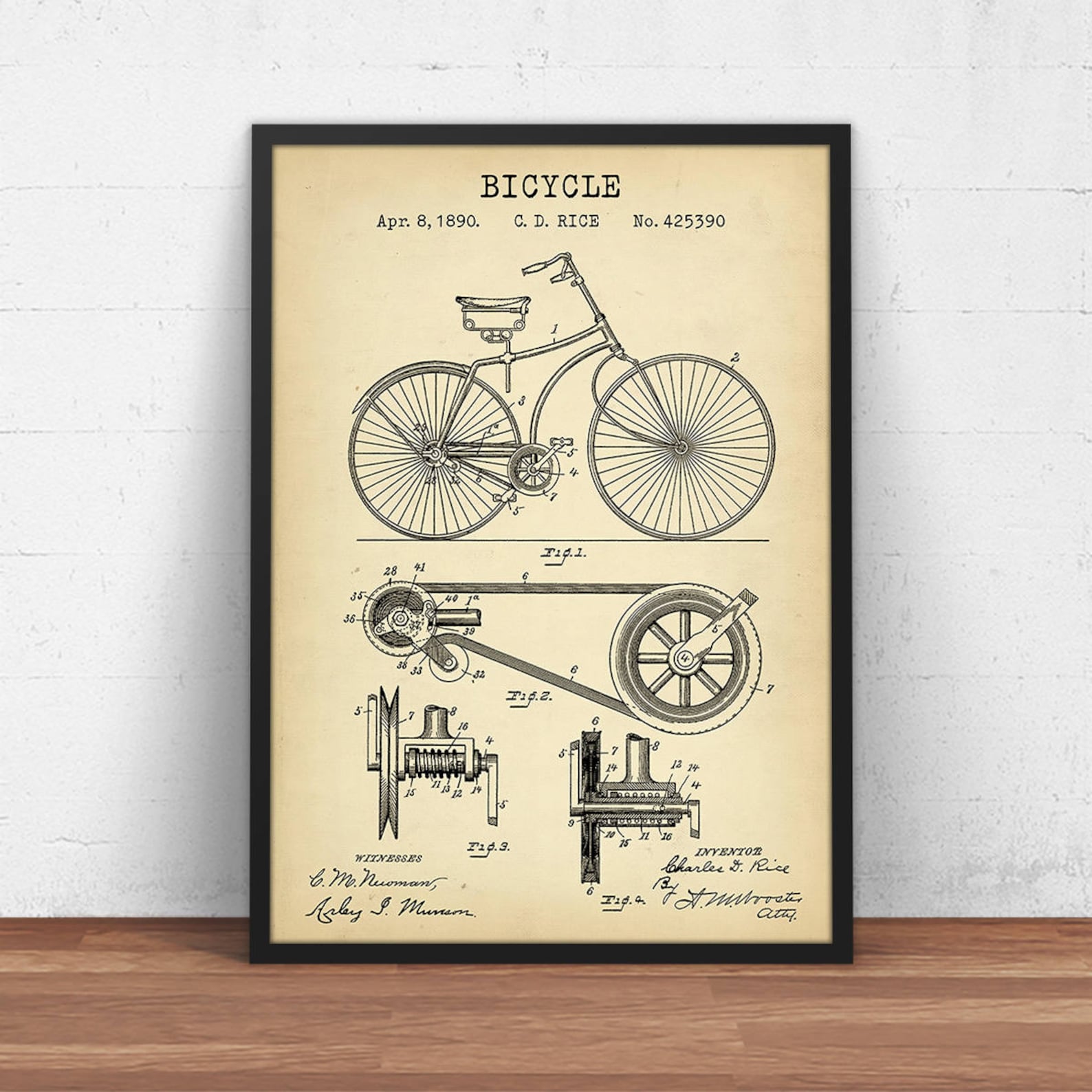 Bicycle Patent Print Vintage Bike Poster Printable Digital | Etsy