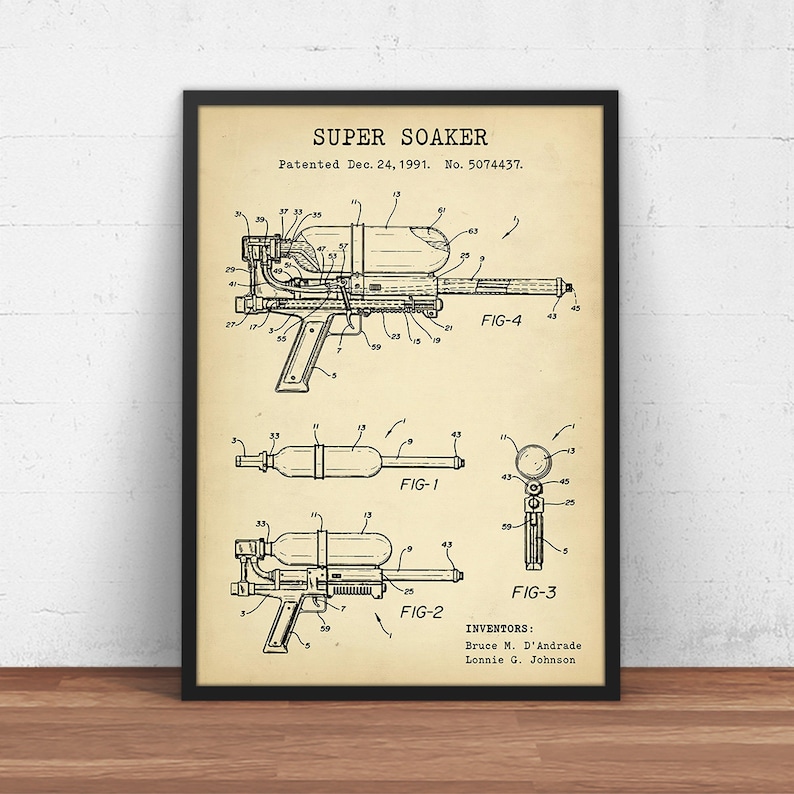 Super Soaker Patent Print, Squirt Gun Poster Print, Water Gun Blueprint ...
