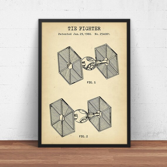 TIE Fighter Patent Print Star Wars Decor Tie Fighter Poster | Etsy