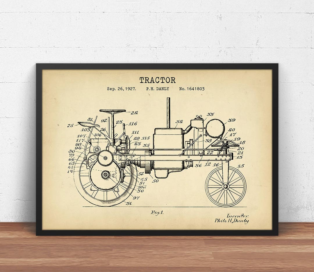 Tractor 1927 Patent Print, Tractor Design Blueprint, Farming Poster ...