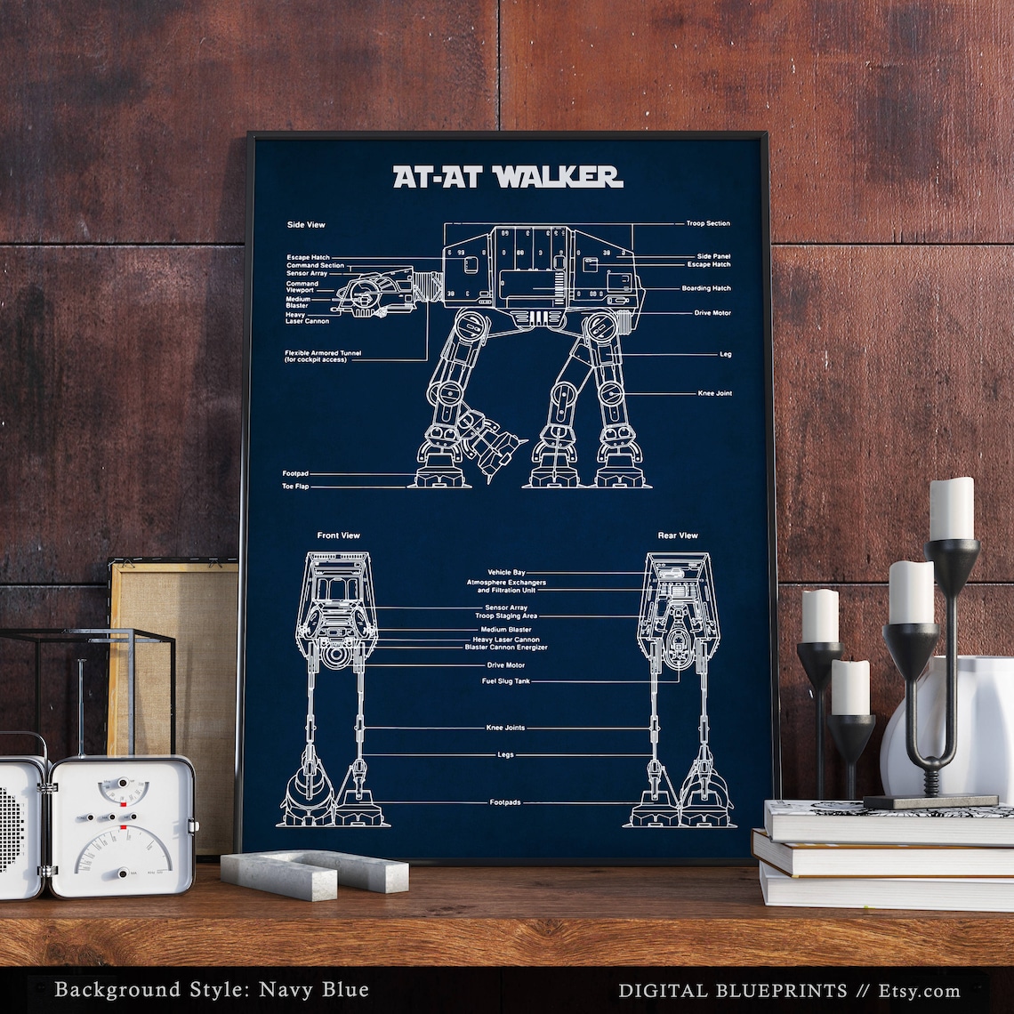 AT AT Walker Wall Art, Star Wars Poster Print, Blueprint Art, Gifts ...