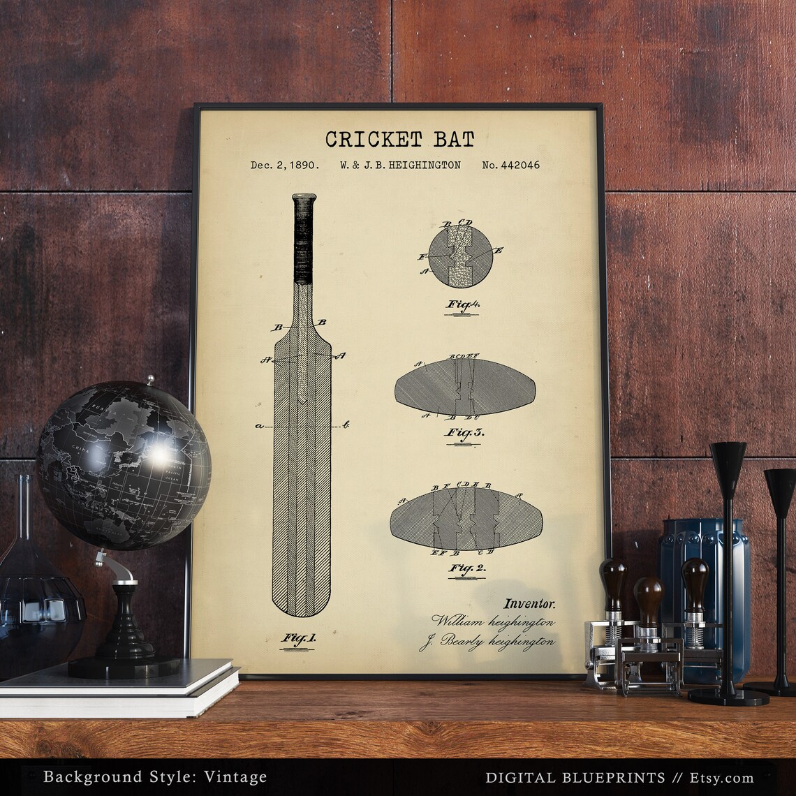 Cricket Bat Patent Print Bat Blueprint Cricket Poster Print | Etsy UK