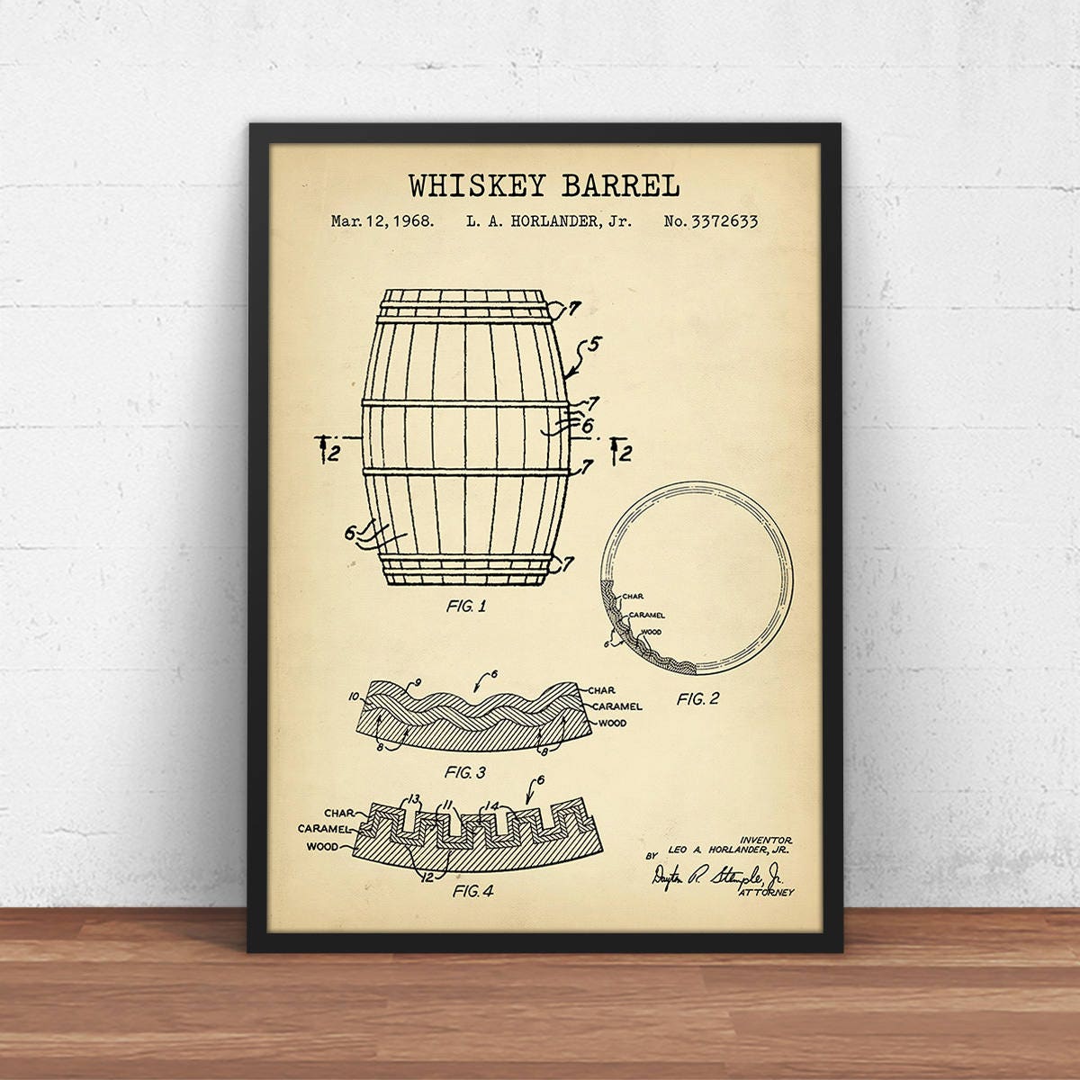 Whiskey Barrel Poster, Whiskey Patent Print, Bar Decor, Whisky Art ...