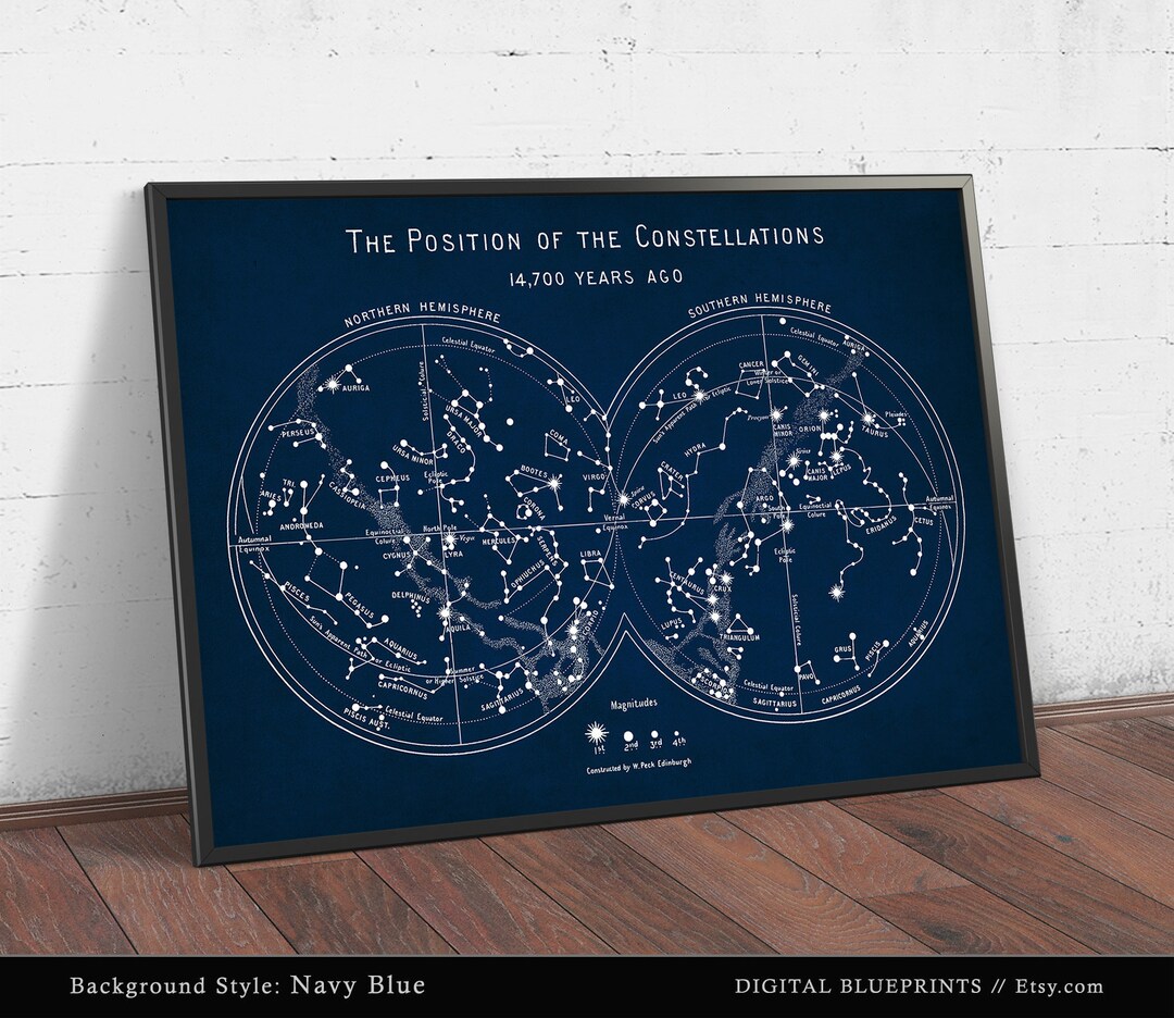 Position of the Constellations, Astronomy Map Poster Print, Star Map ...