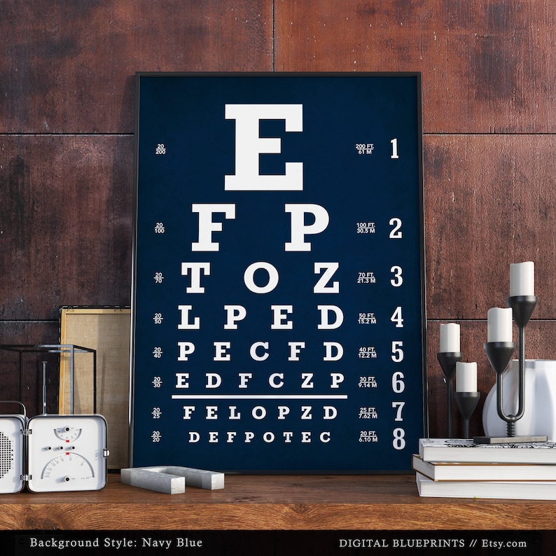 Eye Chart Poster Print, 5 Colors, Optometrist, Optician, Eye Doctor ...