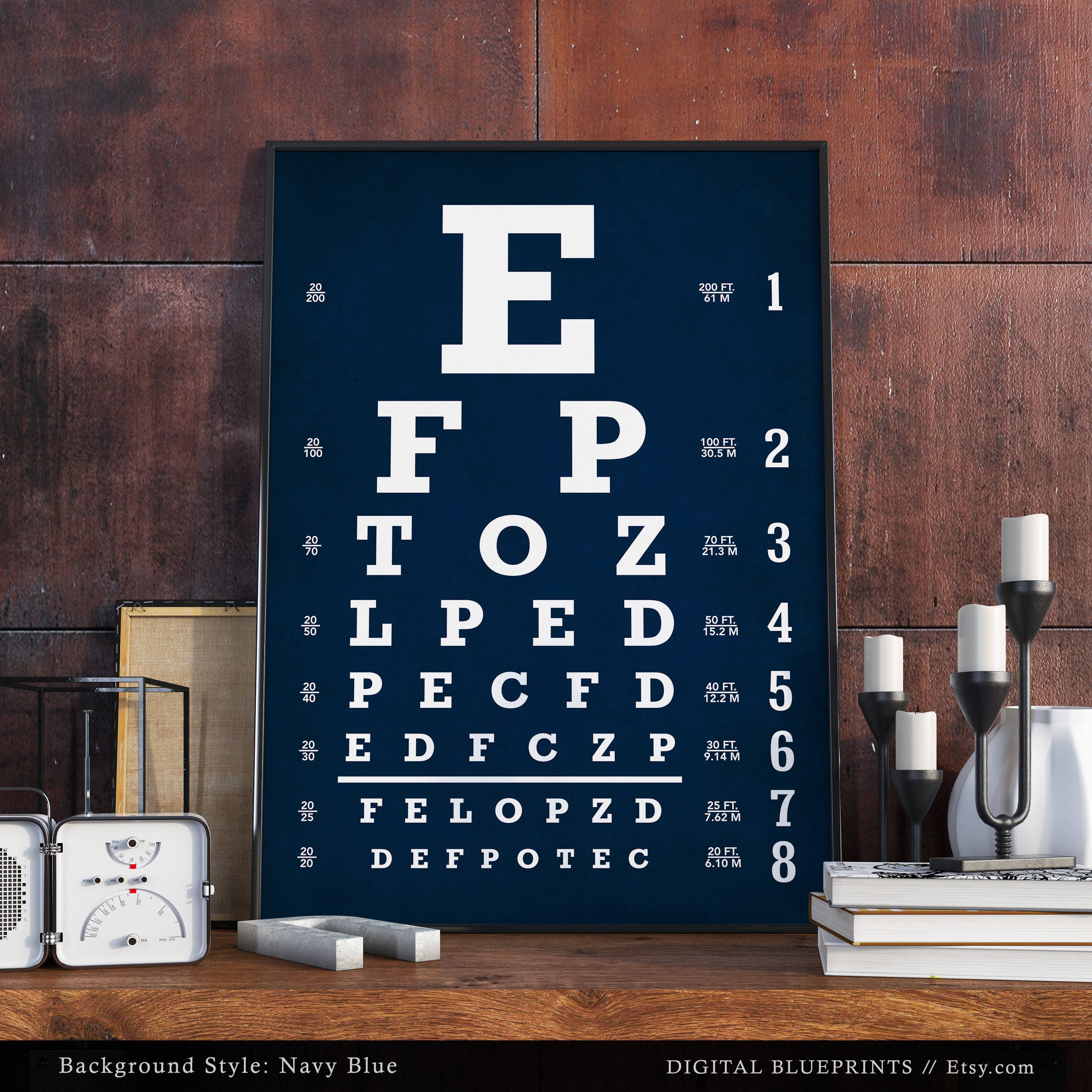 Eye Chart Poster Print 5 Colors Optometrist Optician Eye | Etsy