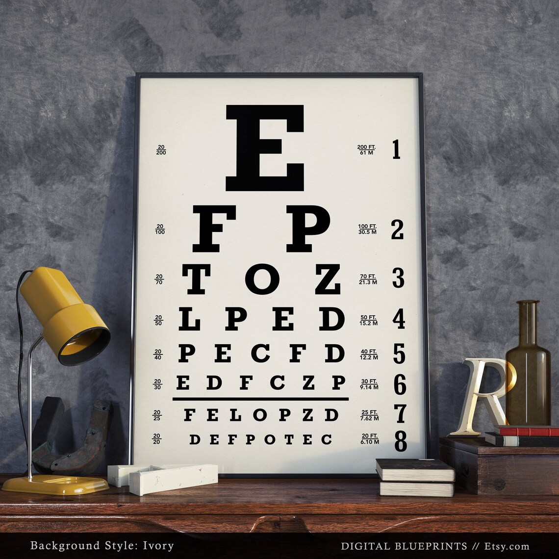 Eye Chart Poster Print 5 Colors Optometrist Optician Eye - Etsy