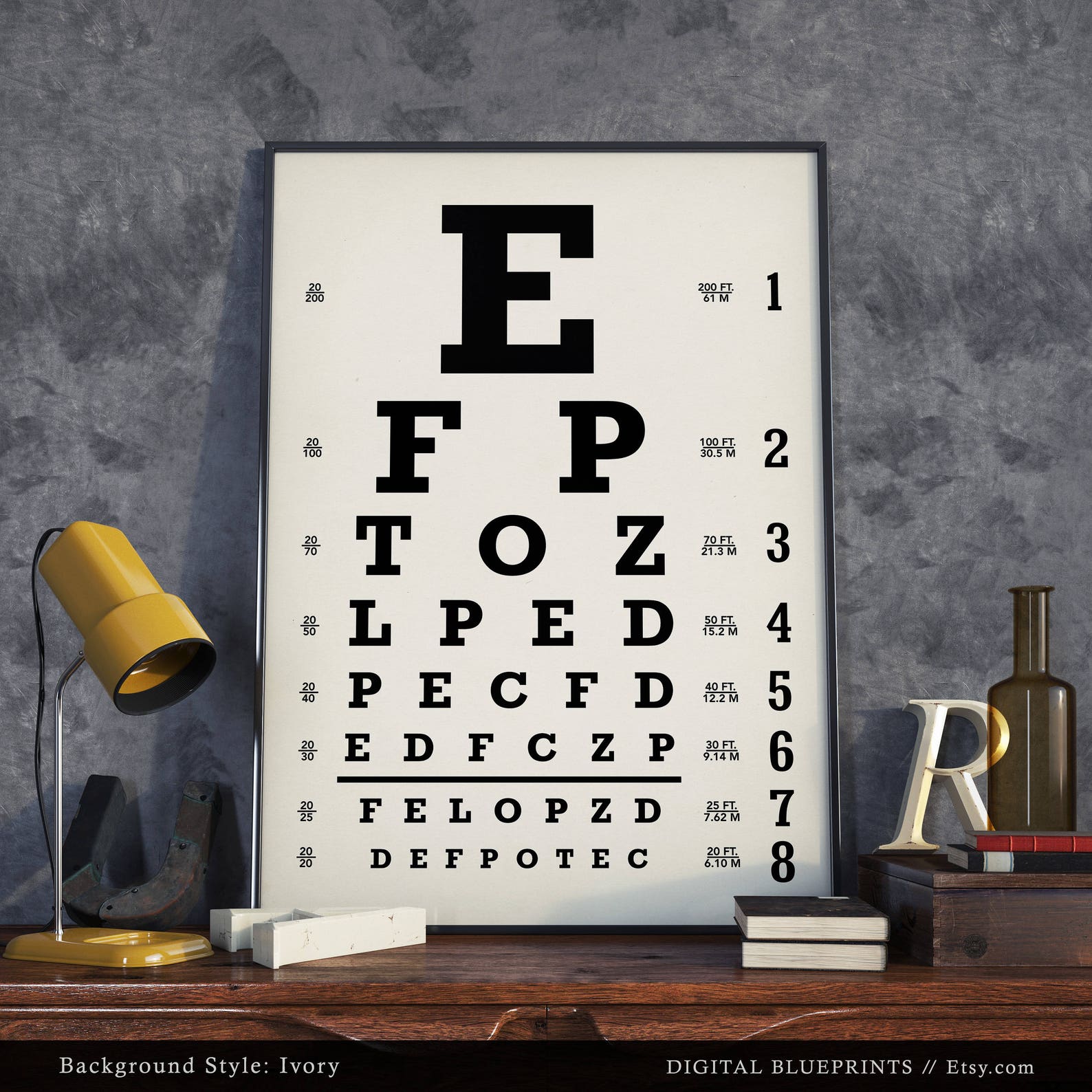 Eye Chart Poster Print 5 Colors Optometrist Optician Eye - Etsy