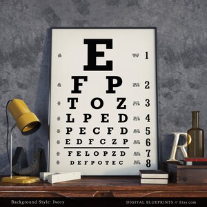 Eye Chart Poster Print, 5 Colors, Optometrist, Optician, Eye Doctor ...